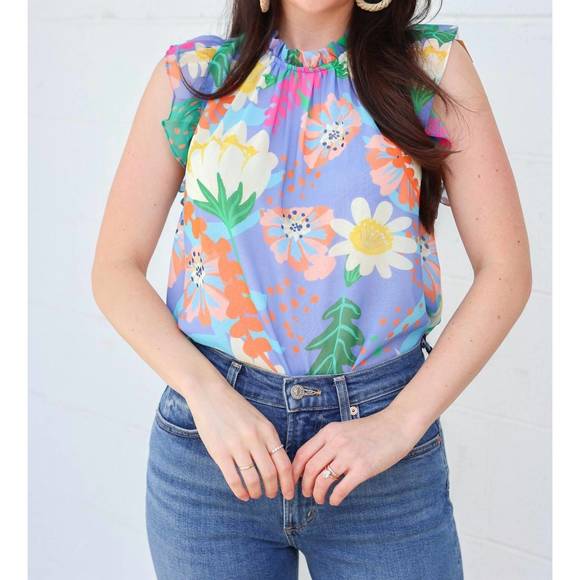 Jade | Tops | New Jade Ruffles Top In Garden Glam | Poshmark